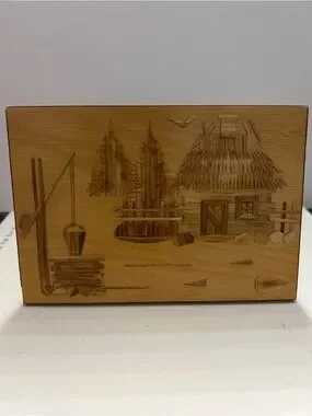 Handmade | Art | Vintage Handmade Polish Straw Art Marquetry Wood ...